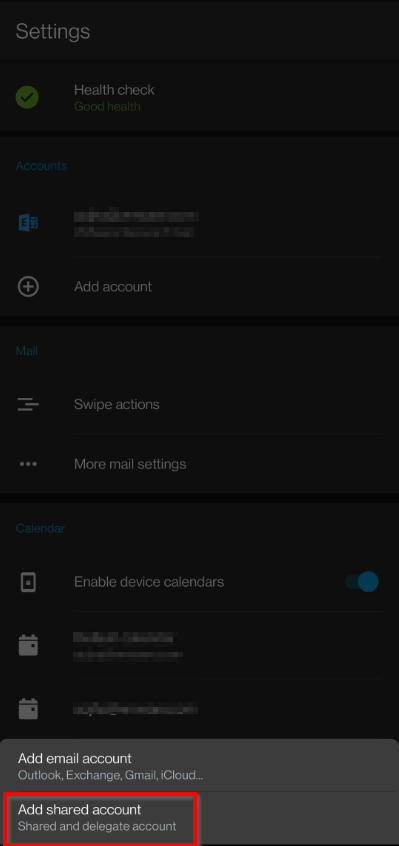 Add a delegated or shared mailbox in Workspace ONE Boxer (82760)