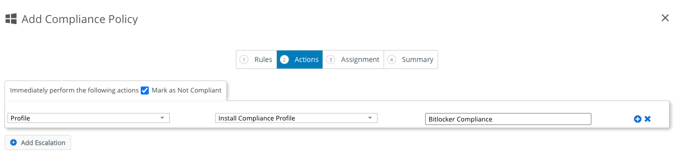 Using Bitlocker compliance profile (93123)