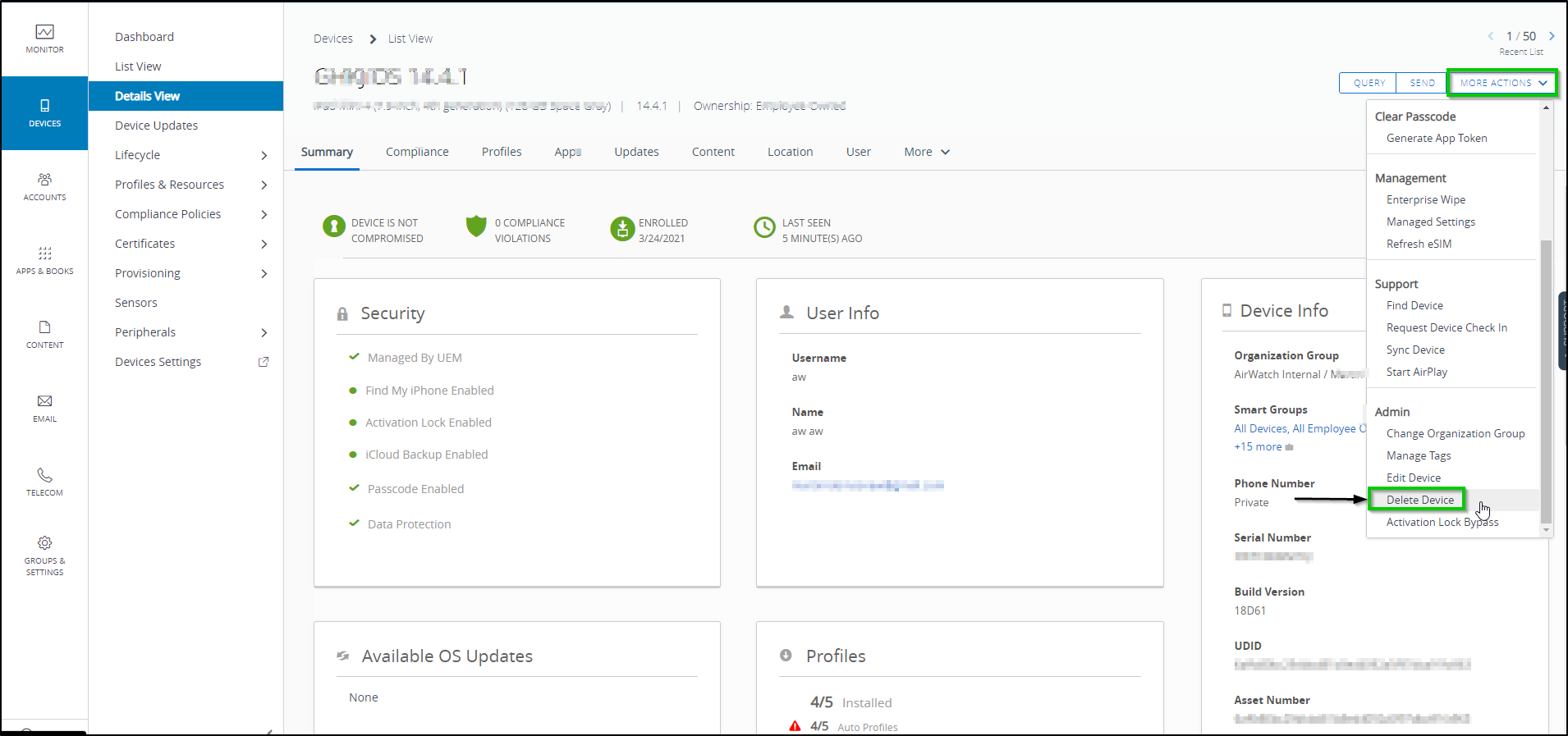 Unenrolling and Reenrolling devices into WS1 (81947)