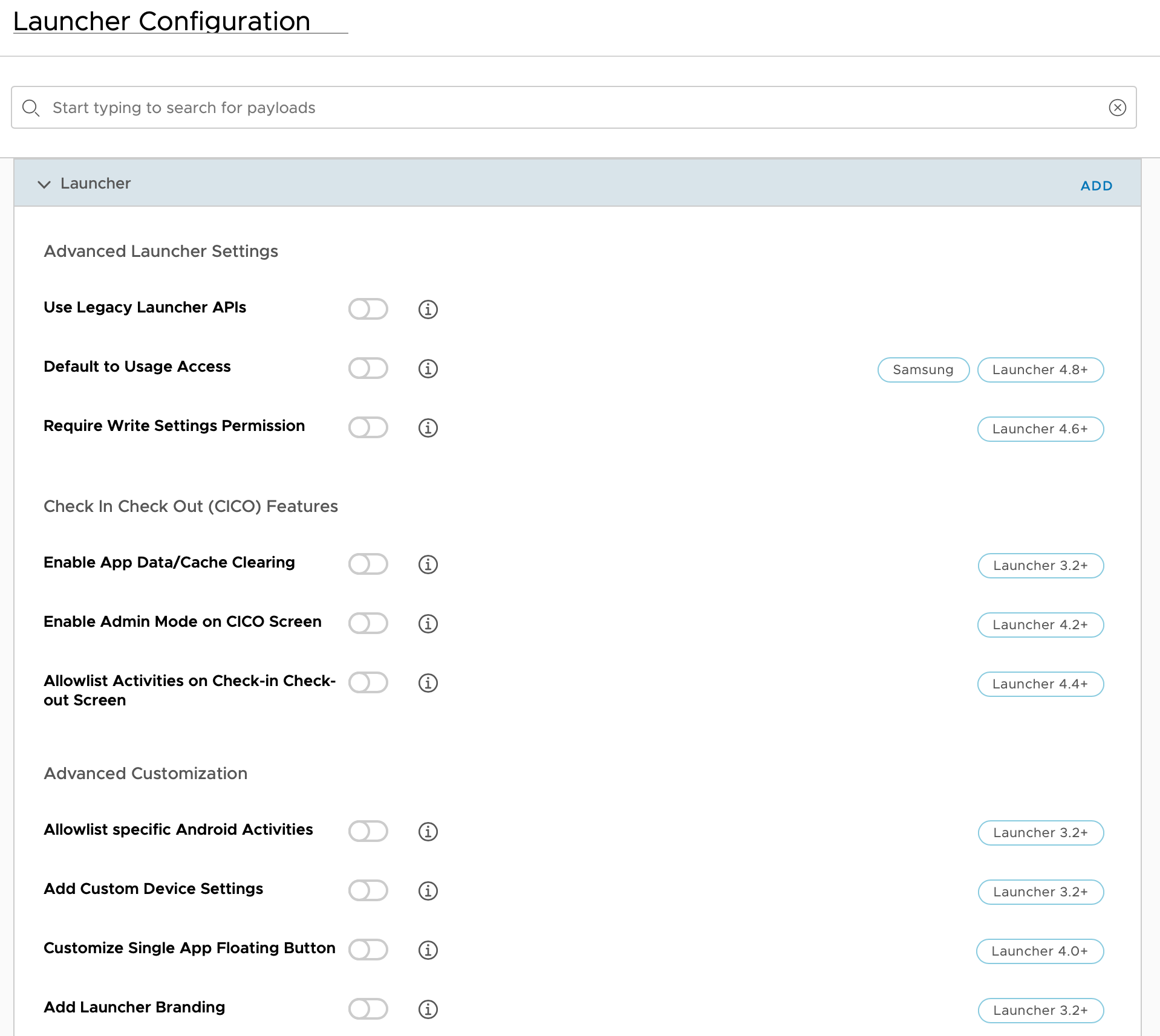 Important Changes for Configuring Launcher with UEM Console 21.11 (86503)