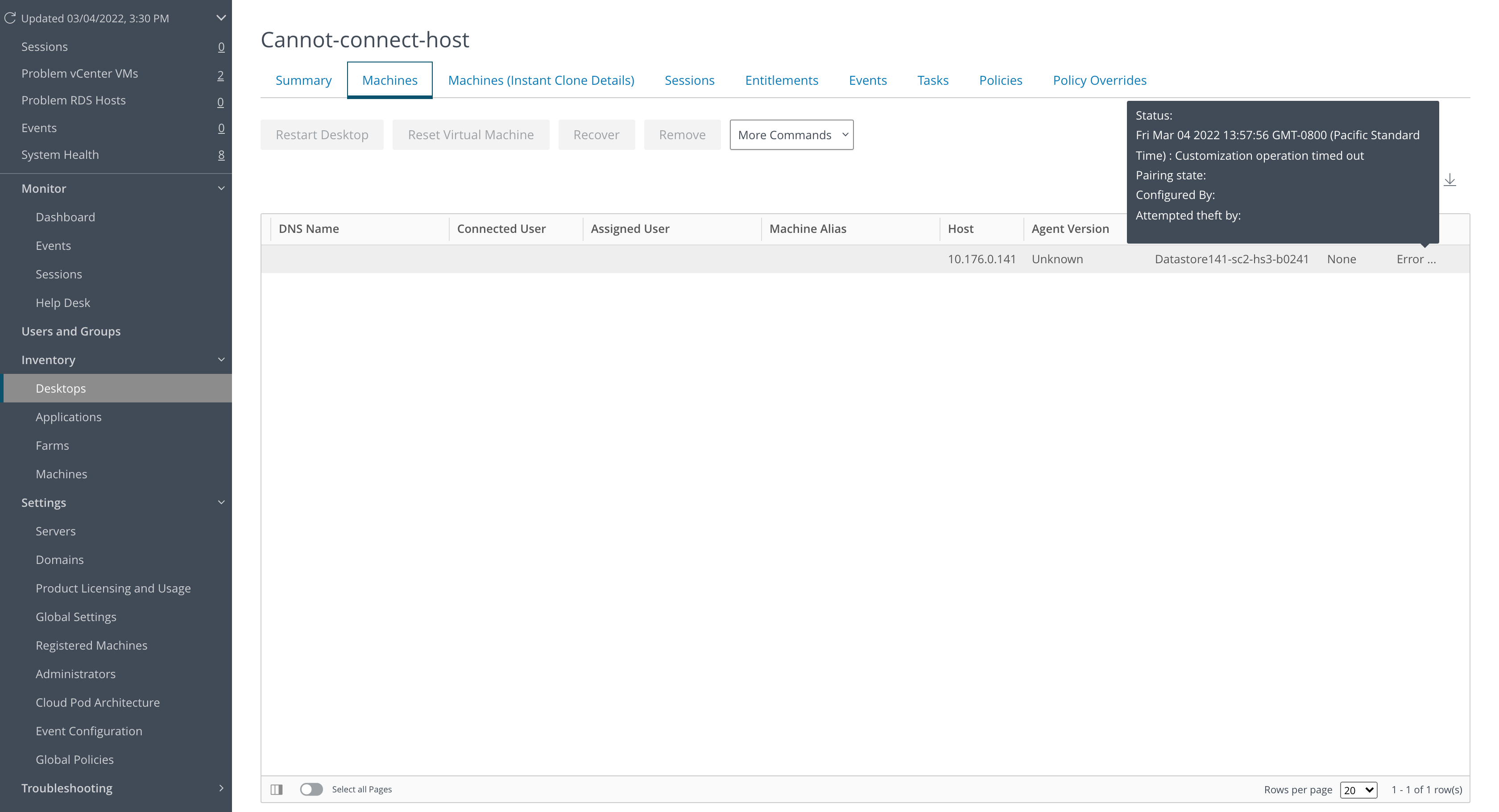 VC_FAULT_FATAL - An error occurred while communicating with the remote ...