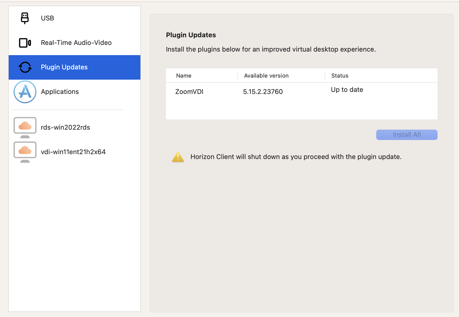 VMware Horizon Client for macOS: Cannot auto-install a Zoom/Cisco plugin after uninstalling the ...