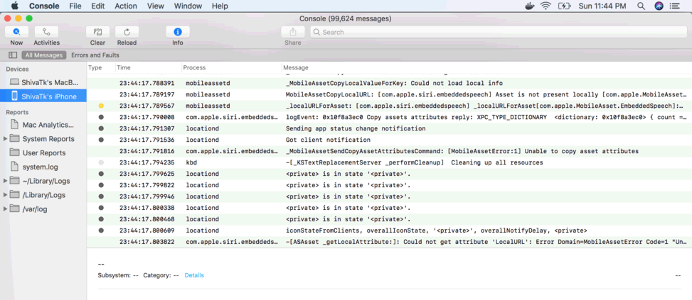 Gathering iOS Logs (2960841)