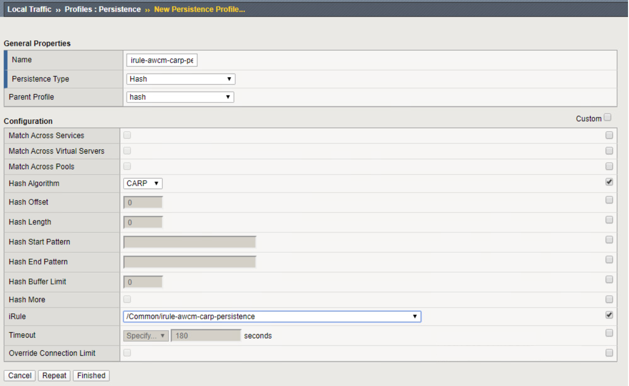 Setting up AWCM persistence rules using F5 and Netscaler (2960904)