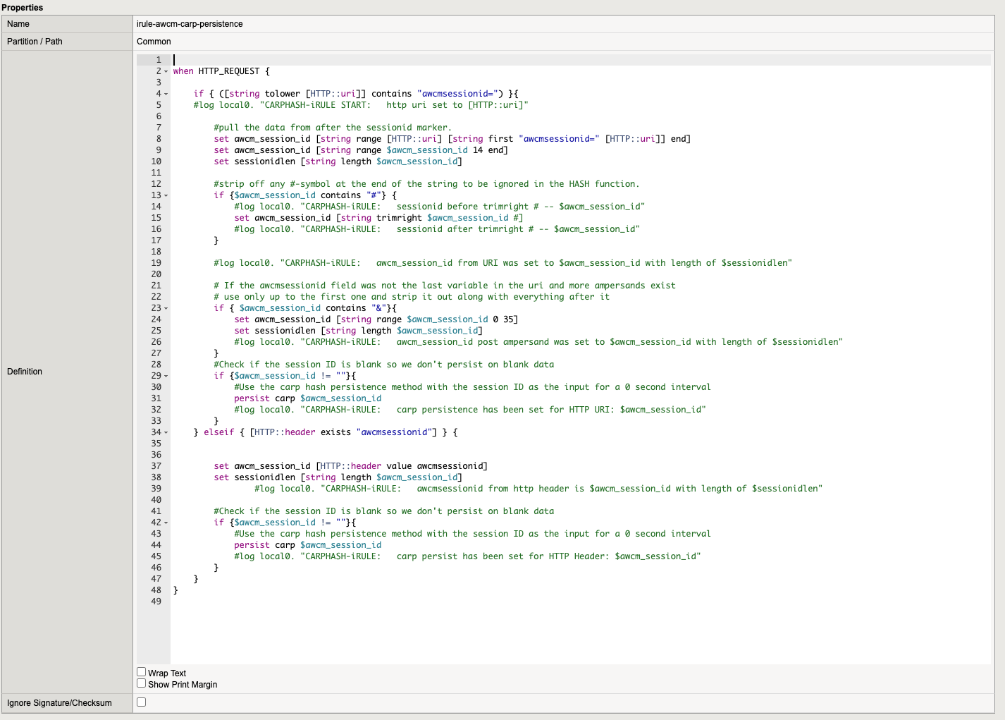 Setting up AWCM persistence rules using F5 and Netscaler (2960904)