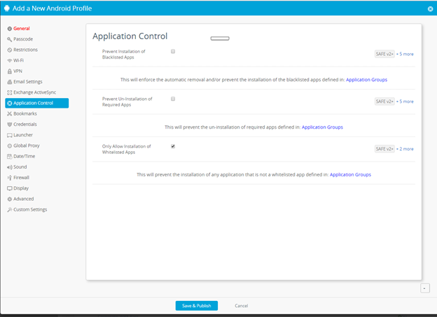 How do you whitelist an application for installation on devices? (50105415)
