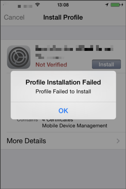 iOS/iPadOS Enrollment failures for WS1 ONE - MDM profile failed to ...
