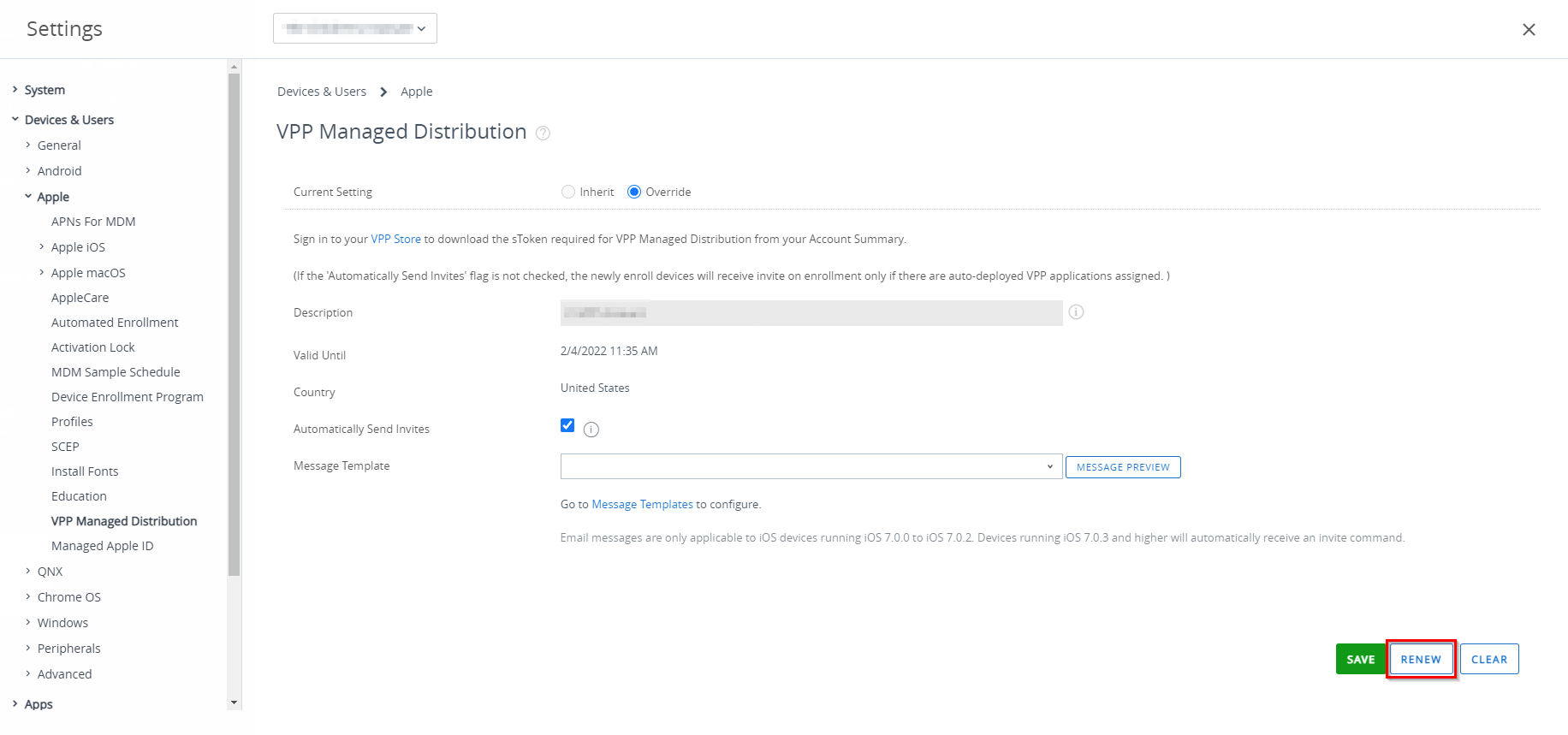 Renew a VPP sToken for use with Workspace ONE (50101953)