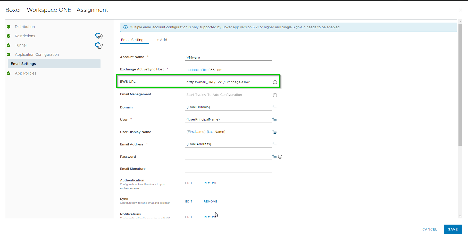 Boxer email push notifications failing (50117033)