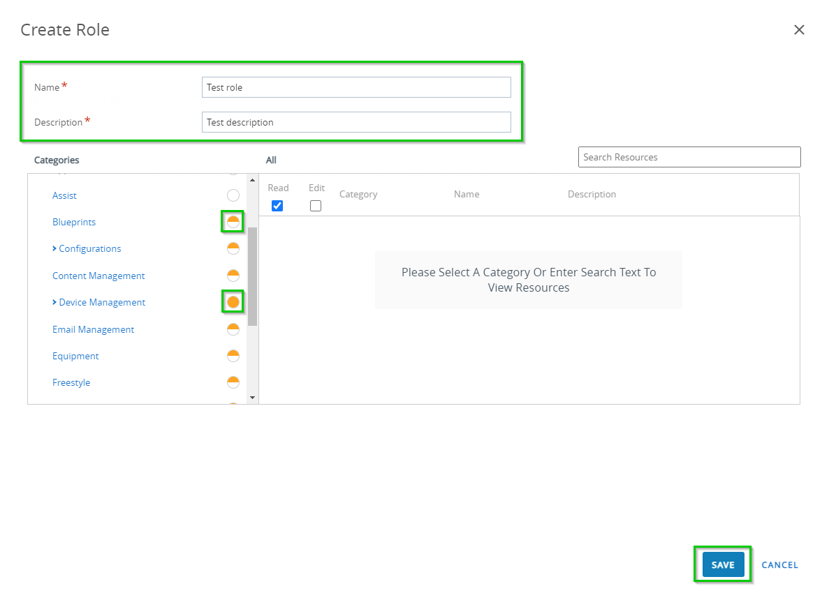 Create a customized role in the Workspace ONE UEM Console (2960077)