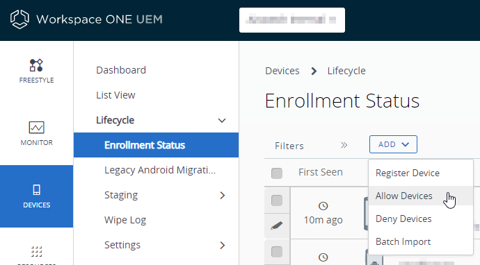 Add devices to allowlist or denylist for enrollment in Workspace ONE ...