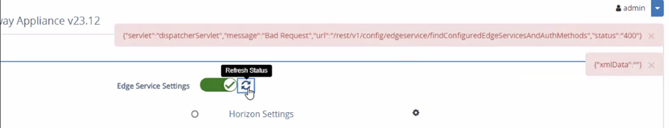 UAG 2312 admin UI reports HTTP ERROR 400 Bad Request (97414)