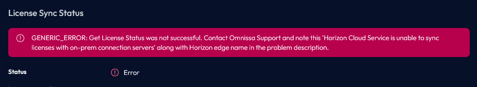 Licence Sync Status shows Error with Horizon Connection Server 2412 ...