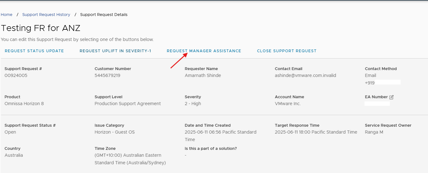 How to request Manager Assistance via the Customer Connect Portal (83329)