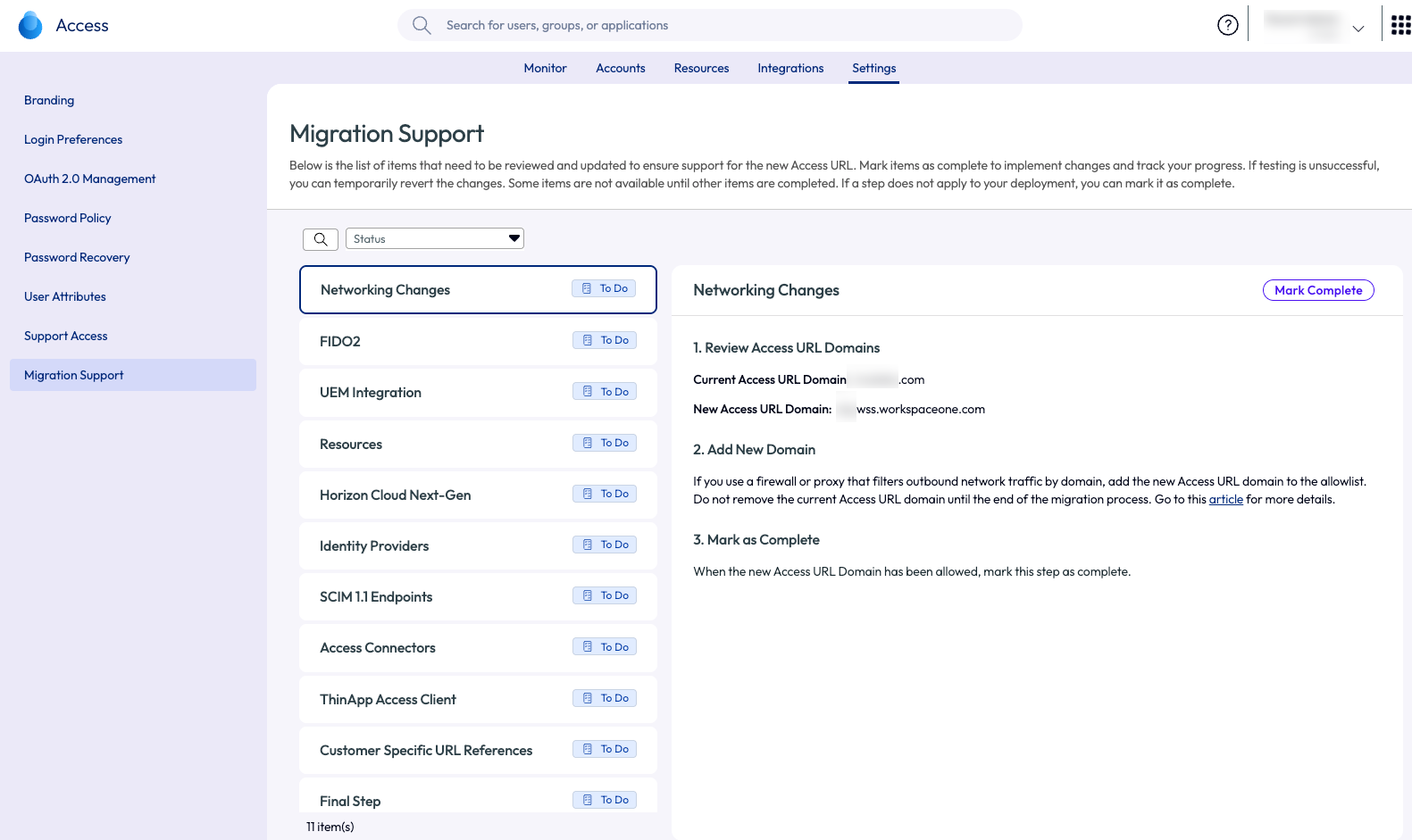 Omnissa Access / Hub Services / Omnissa Identity Service: Upcoming URL ...