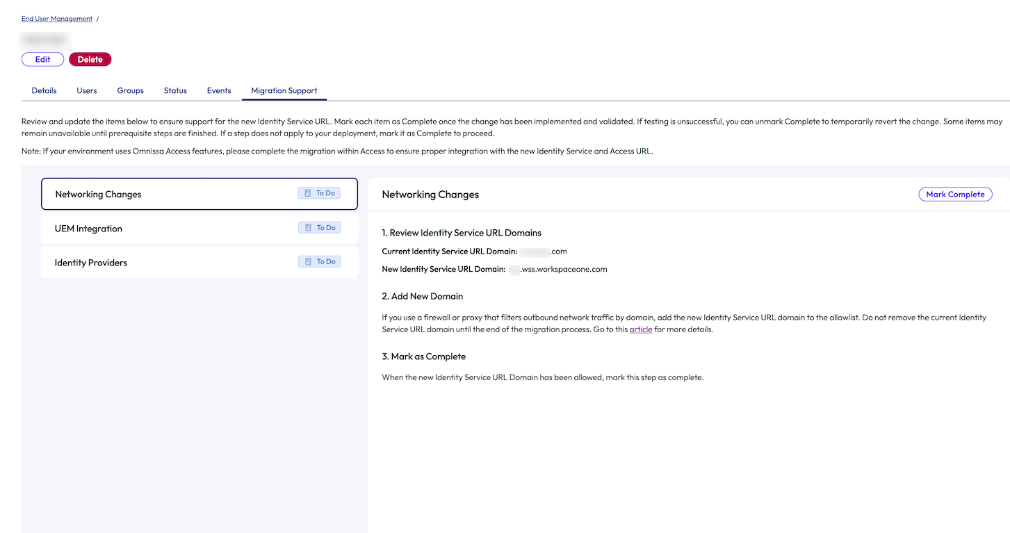 Omnissa Access / Hub Services / Omnissa Identity Service: Upcoming URL ...